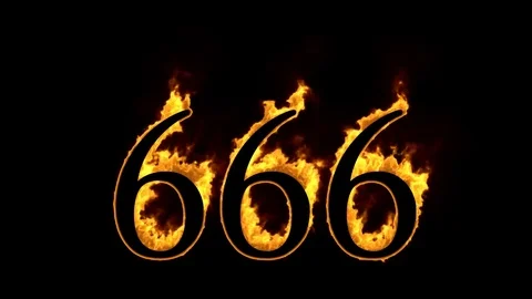 Fire number 666 isolated on black | Stock Video | Pond5