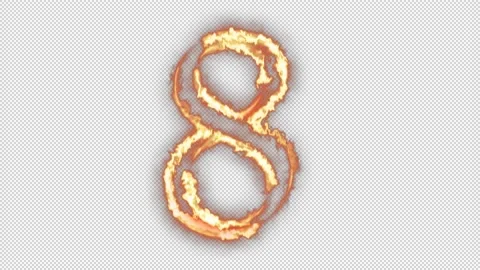 Fire number eight on alpha channel backg... | Stock Video | Pond5