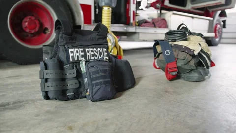 Fire Rescue Tactical Vest Turnout Gear F... | Stock Video | Pond5