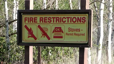 Fire restriction sign in a national park... | Stock Video | Pond5