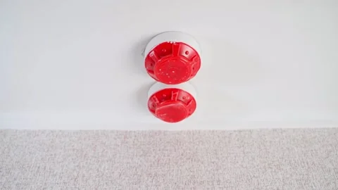 Fire safety sensors are installed on the... | Stock Video | Pond5