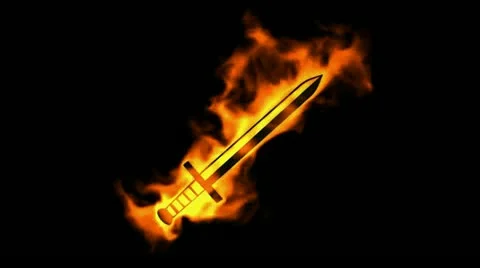 fire sword sign,burning ancient arms. | Stock Video | Pond5