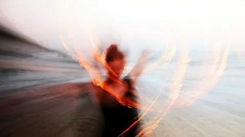 fire thrower performer circus woman danc... | Stock Video | Pond5
