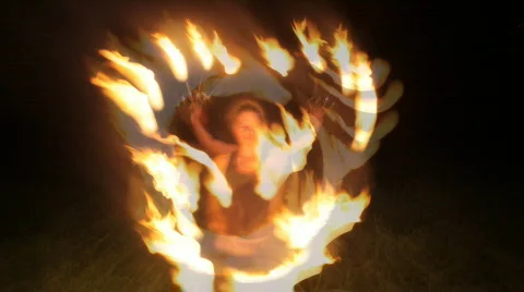fire thrower performer circus woman danc... | Stock Video | Pond5