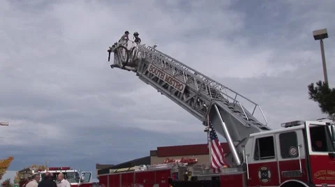 Fire Truck With Cherry Picker | Stock Video | Pond5