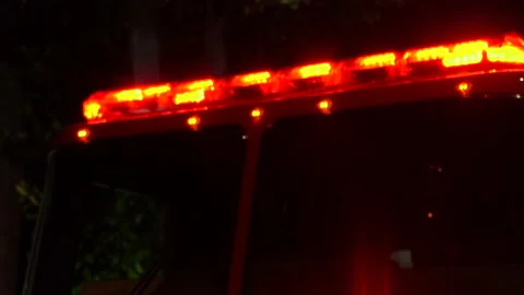 fire truck with flashing red lights | Stock Video | Pond5