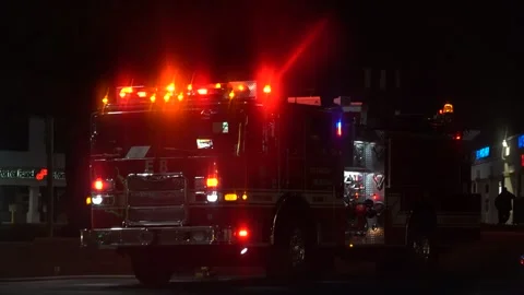 fire truck with flashing red lights | Stock Video | Pond5