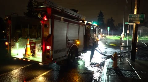 Fire Truck A Night Stock Video Footage | Royalty Free Fire Truck A ...