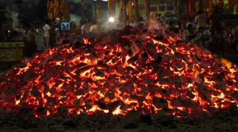 FIRE WALKING HOT COALS TRADITIONAL RELIG... | Stock Video | Pond5