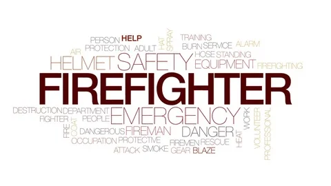 Firefighter animated word cloud, text de... | Stock Video | Pond5