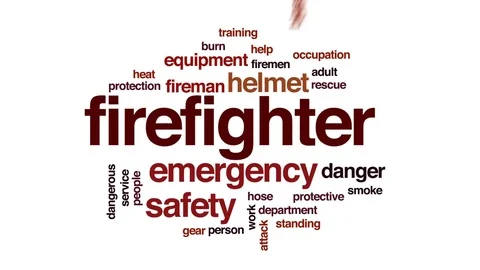 Firefighter animated word cloud, text de... | Stock Video | Pond5
