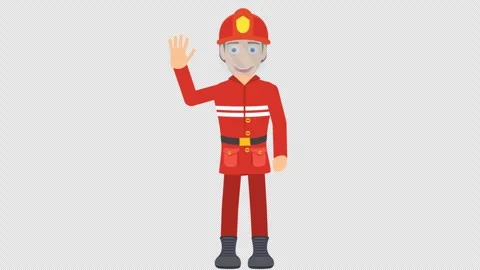 Firefighter. Fireman animation greets an... | Stock Video | Pond5