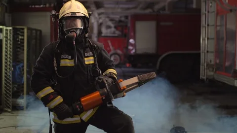 Fireman With Oxygen Mask Stock Video Footage | Royalty Free Fireman ...