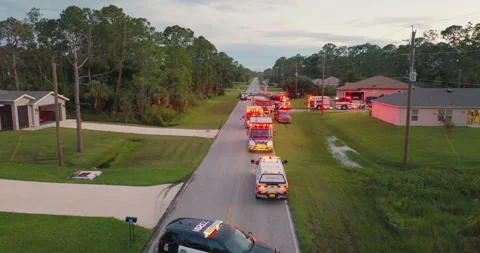 Firefighter trucks at fire alarm scene o... | Stock Video | Pond5