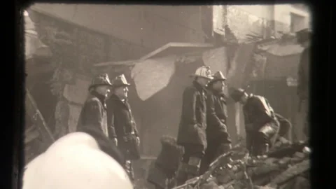 Firefighters Digging Through Rubble Coll... | Stock Video | Pond5