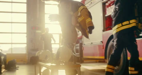 Firefighters Getting Ready to Leave for ... | Stock Video | Pond5