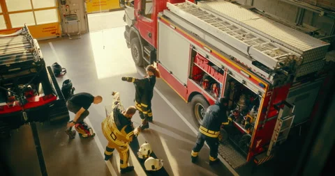 Firefighters Getting Ready to Leave for ... | Stock Video | Pond5