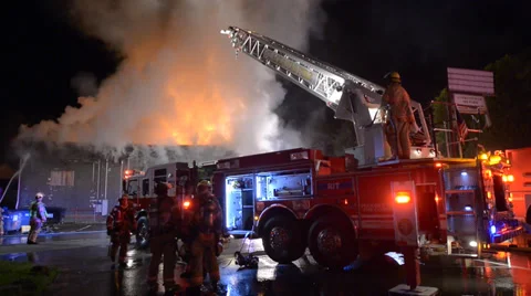 Firefighters Positioning Ladder Truck To... | Stock Video | Pond5