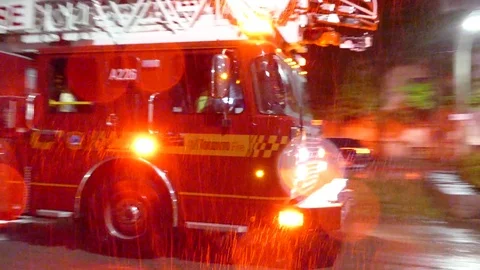 Firetruck and police car arriving at sce... | Stock Video | Pond5