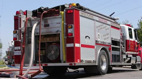 firetruck at fire scene | Stock Video | Pond5