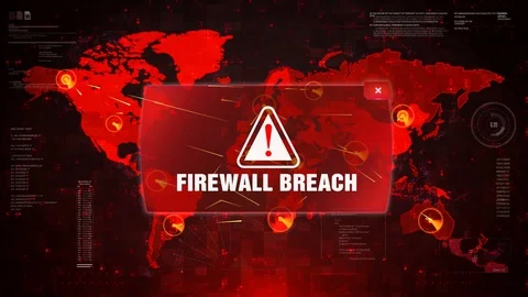 Firewall Breach Alert Warning Attack on ... | Stock Video | Pond5