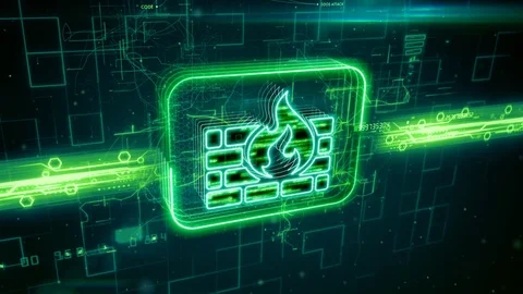 Firewall icon on abstract green backgrou... | Stock Video | Pond5