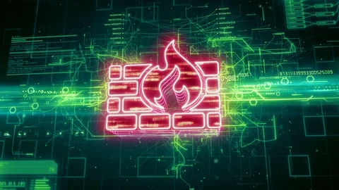 Firewall icon on abstract green backgrou... | Stock Video | Pond5