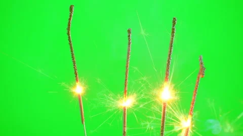Firework spark and burning on green scre... | Stock Video | Pond5