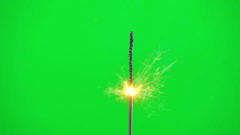 Firework spark and burning on green scre... | Stock Video | Pond5