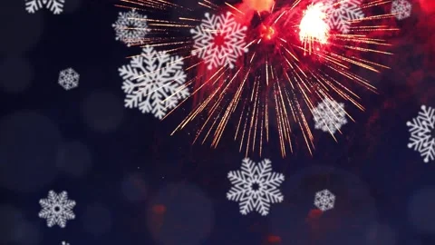 Fireworks and snowflake animation backgr... | Stock Video | Pond5