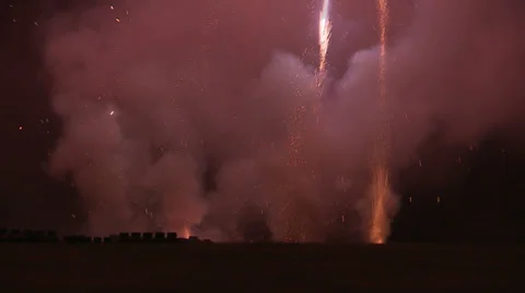 Fireworks blasting off and exploding in ... | Stock Video | Pond5
