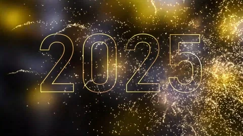 fireworks explosion on 2025 contour font | Stock Video | Pond5
