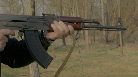 Firing an assault rifle AK-47 Kalashniko... | Stock Video | Pond5