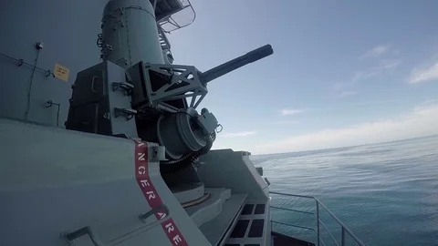 Firing Phalanx CIWS (close-in weapon sys... | Stock Video | Pond5