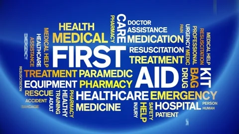 First Aid Animated Tag Word Cloud,Text D... | Stock Video | Pond5