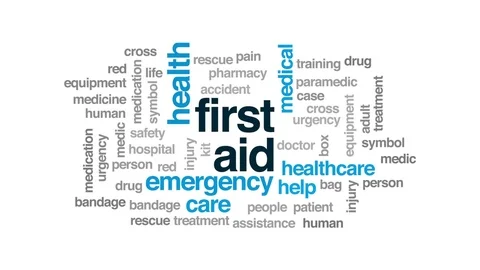 First aid animated word cloud, text desi... | Stock Video | Pond5
