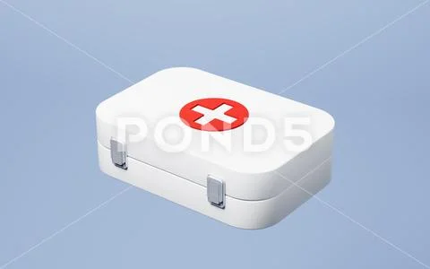 First aid medical box with cartoon style, 3d rendering. Stock Photo ...