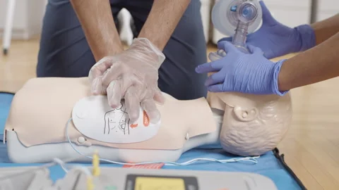First aid training at the clinic, focusi... | Stock Video | Pond5