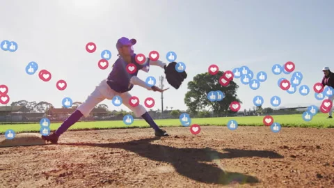 First baseman bracing at base while soft... | Stock Video | Pond5