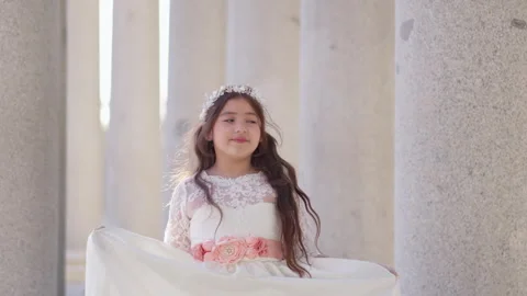First Holy Communion beautiful girl wear... | Stock Video | Pond5