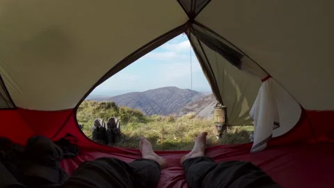 First person camping point of view from ... | Stock Video | Pond5