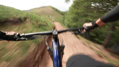 First person perspective of mountain bik... | Stock Video | Pond5