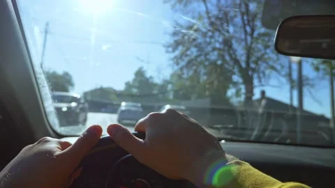 First-person view of a man driving a car... | Stock Video | Pond5