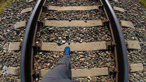 First person view - a man walks along th... | Stock Video | Pond5