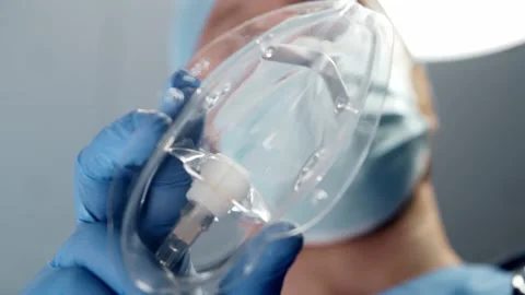 First-person view of the oxygen mask in ... | Stock Video | Pond5