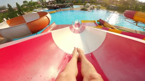 First Person View Sliding Down A Water S... | Stock Video | Pond5