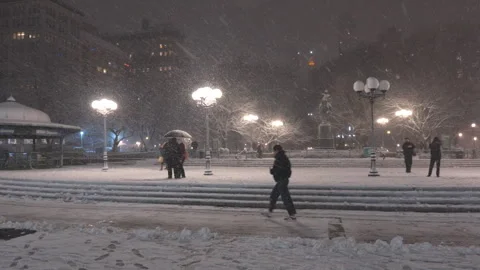 First snow storm on 2025 hits in New Yor... | Stock Video | Pond5