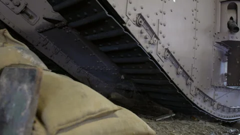 First world war mark IV tank tracks and ... | Stock Video | Pond5