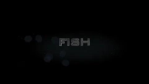 Fish 3D title metal text on black alpha ... | Stock Video | Pond5