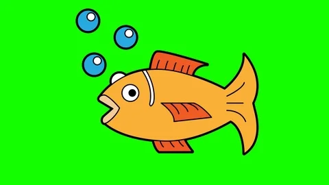 fish animation green screen. 2D flat sim... | Stock Video | Pond5